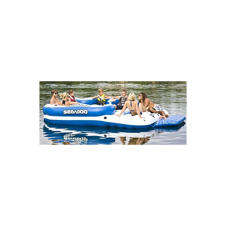 Sea-Doo 8 Person Inflatable Mega Island Lake Float w/ 4 Speaker Music ...