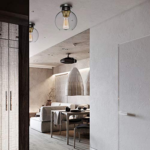 Flush Mount Ceiling Light Fixture with Clear Glass Shade,Artisan Bronze ...