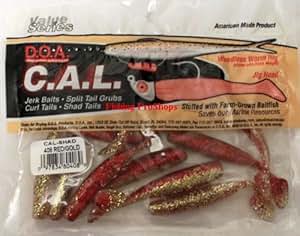 Amazon.com : DOA 3.5" Paddle Tail Shad Soft Baits - Red/Gold Flaked ...