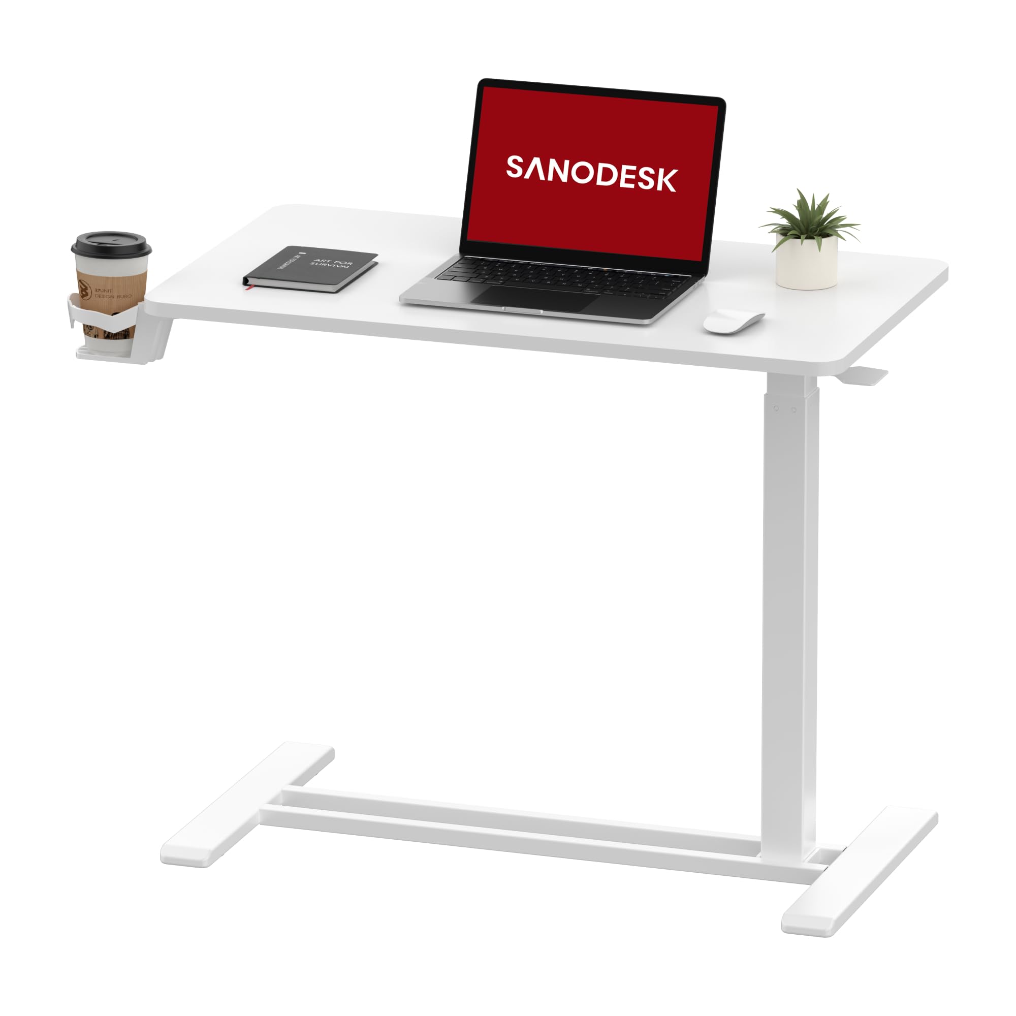 SANODESK Mobile Standing Desk with Hidden Wheels,Pneumatic Laptop Desk ...