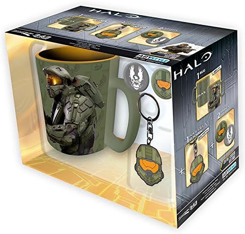 Gift Set from Halo - Master Chief Halo Mug, key ring and badges ...