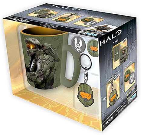 Gift Set from Halo - Master Chief Halo Mug, key ring and badges ...