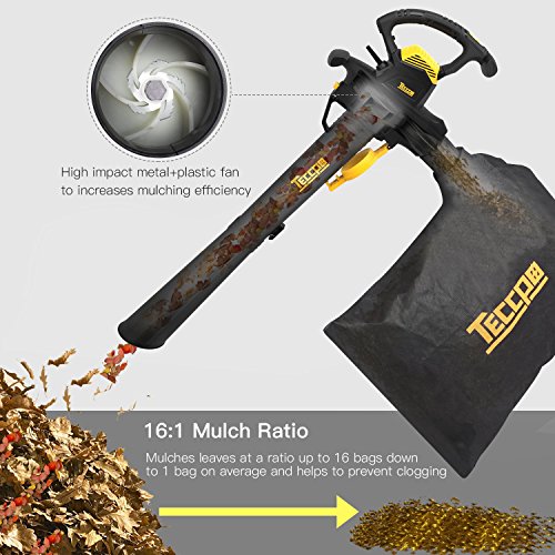 CHEAP Leaf Blower Vacuum, TECCPO TABV01G 12-Amp 250MPH 410CFM 3 in 1 ...