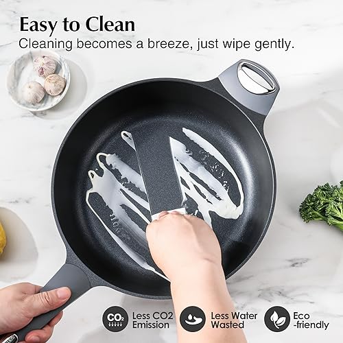 SENSARTE Nonstick Frying Pan, 12 Inch Large Skillet Pan, Induction Cookware, 5Qt Non Stick Saute ...