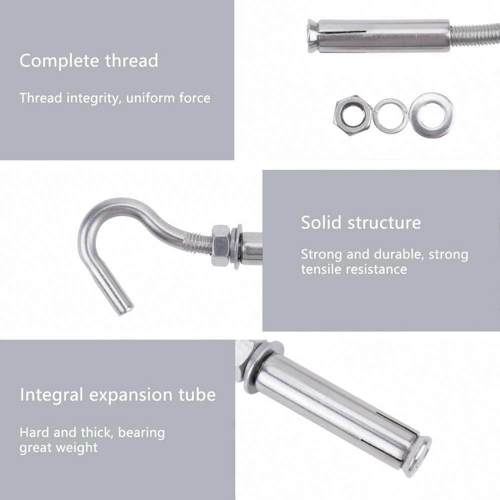 INCREWAY 4 Pcs Open Hook Bolts, M8 304 Stainless Steel Open Cup Hook ...