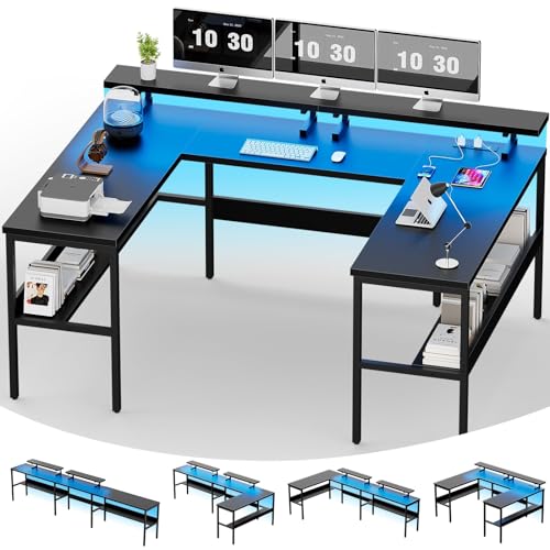 iSunirm U Shaped Computer Desk, Customizable L Shaped Office Desk with ...