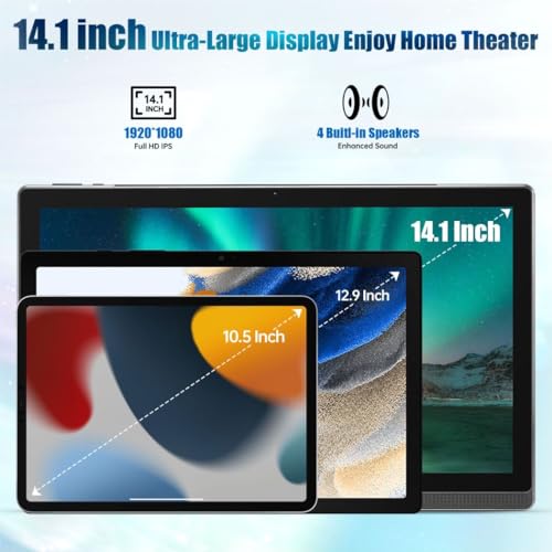 MESWAO 14.1 Inch Android Tablet, Large Tablet with 1080P Full HD ...