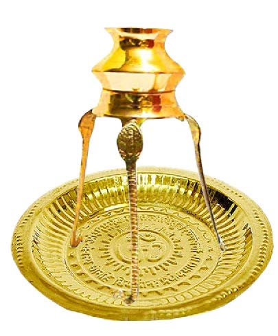 Buy ECOF Brass Shivling Stand Lord Shiva Lingam Abhishek Pot Tripai ...