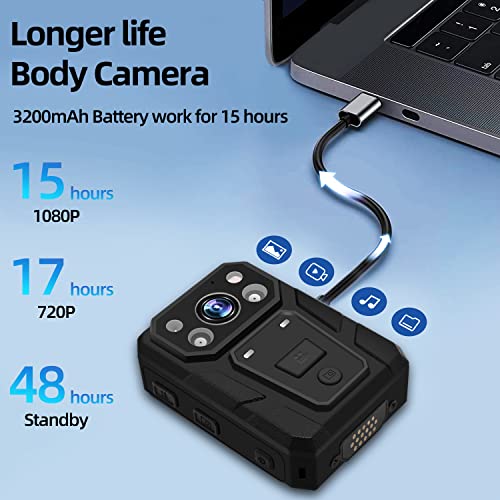 CAMMHD 1296P HD Body Camera with Audio and Video Recording 15Hours ...