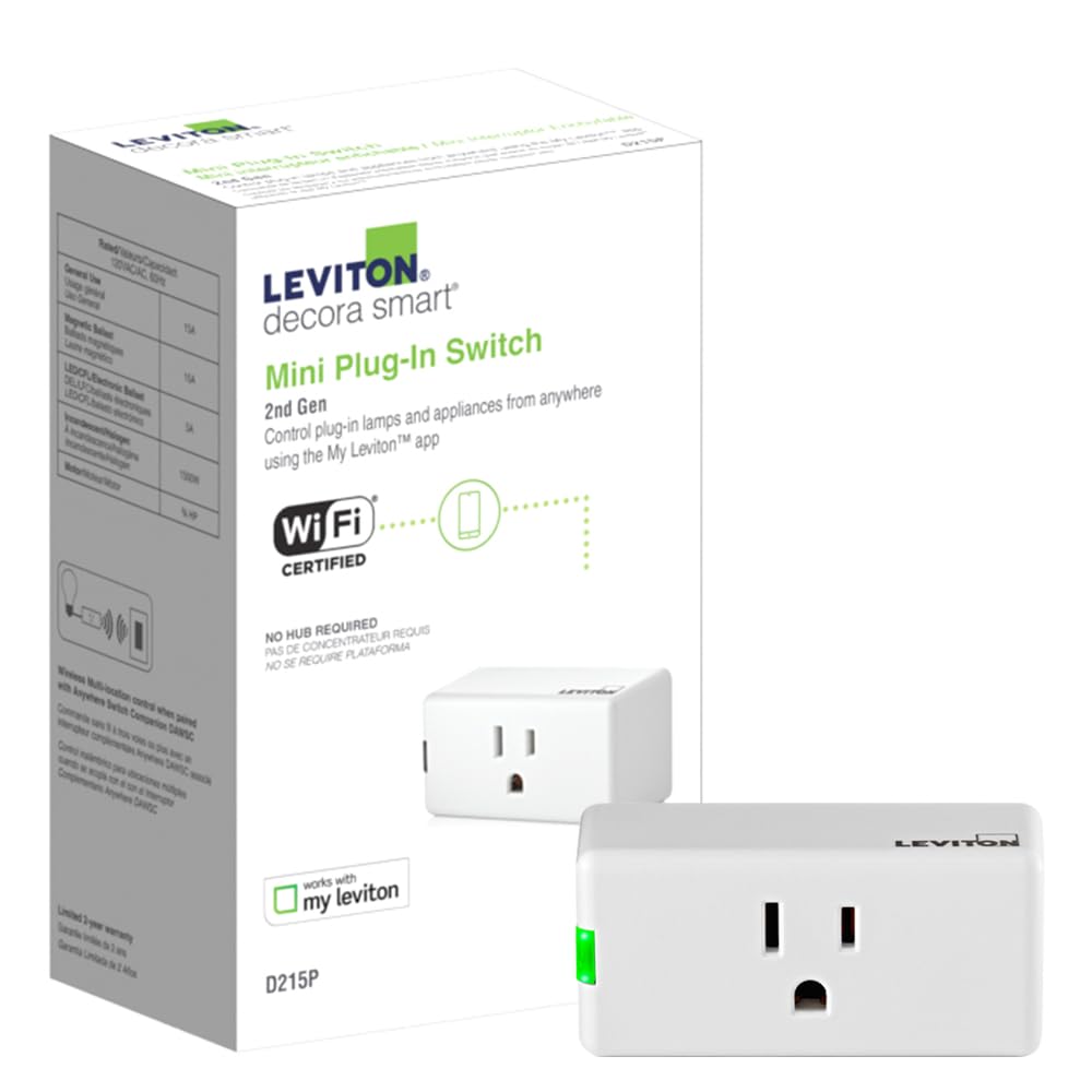 Leviton Decora Smart Plug, Wi-Fi 2nd Gen, Works with Matter, My Leviton ...