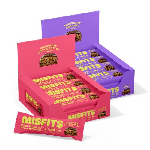 Misfits Vegan Protein Bar, Chocolate Caramel Cookie Butter Double Pack ...