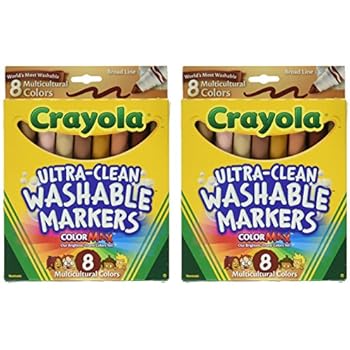 Amazon.com: Crayola Washable Multicultural Colors Conical Tip Markers 8 ...