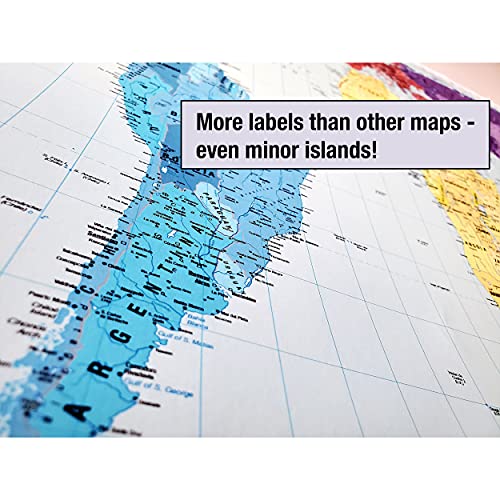 Updated Peters Projection World Map | Laminated 36" x 24” Map ...