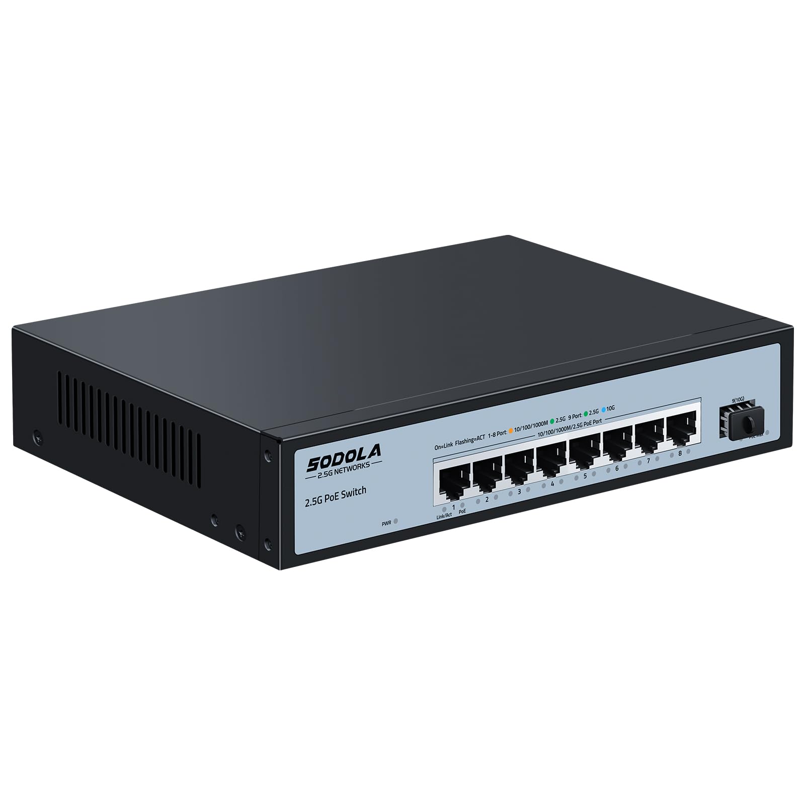 SODOLA 8 Port 2.5G PoE Switch 120W|1X 10G SFP+&4 x 2.5GBase-T PoE Ports ...