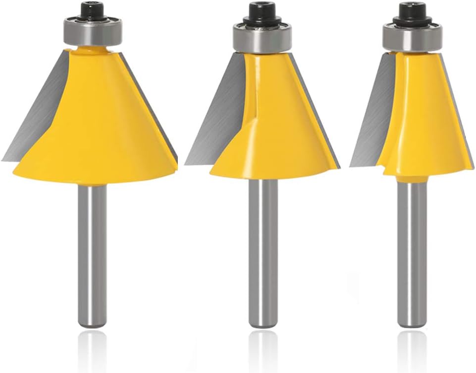 Mesee 3 Pieces Chamfer Edge Forming Router Bit Set, 1/4 Inch Shank ...