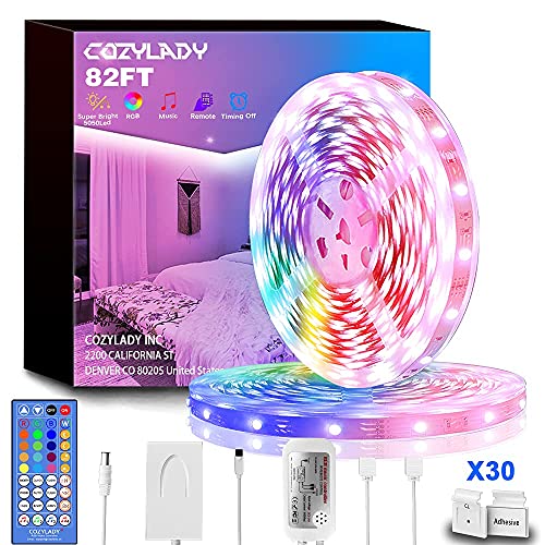 LED Lights Strip, Cozylady 82ft Music LED Strip Lights for Bedroom ...