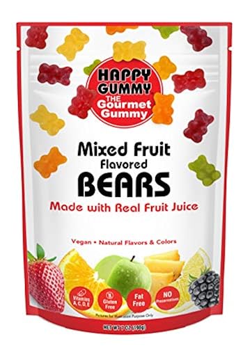 Happy Gummy Vegan Gummy Bears with Natural Fruit Juice, Contains ...