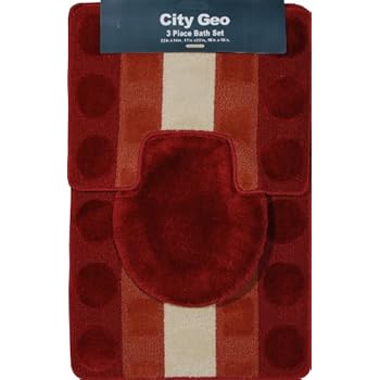Amazon.com: 4 Piece Bath Rug Set Rust Flocking Bathroom Rugs with ...