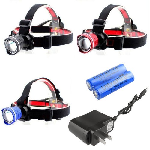 Enjoydeal CREE XM-L XML T6 LED 1800Lm Rechargeable Zoomable Headlamp Headlight + 2x18650 S ...