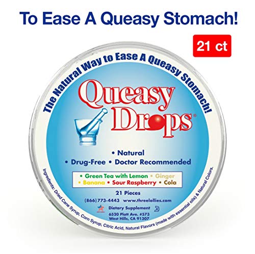 Three Lollies Queasy Drops Assorted for Nausea Relief, 21 Count in ...