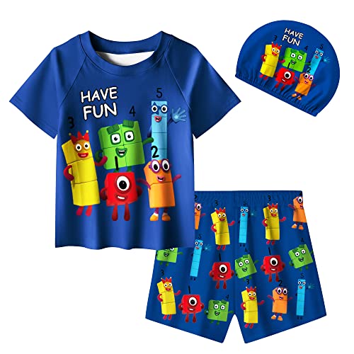 Numberblocks Boys Two Piece Swimsuit Numbers Cartoon Swimwear Kids Swim ...