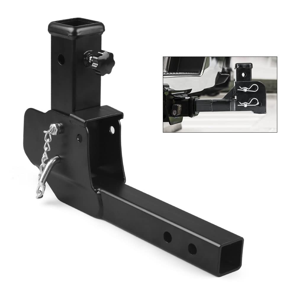 Folding 2" Trailer Hitch Extension Mount Shank 17.32",Foldable Adapter ...