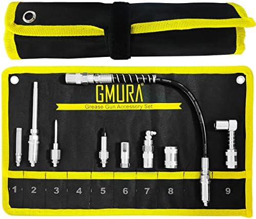 GMURA Grease Gun Accessory Set 9 Piece, Grease Coupler Kit and Grease ...