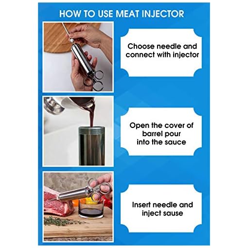 Meat Injector Kit, 304 Stainless Steel Marinade Meat Injector Syringe ...