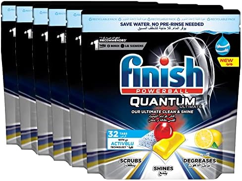 Finish Lemon Sparkle Powerball Quantum Ultimate Dishwasher Detergent ...