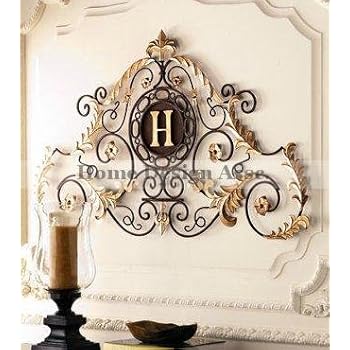 Amazon.com: Large IRON SCROLL MONOGRAM Initial Letter Wall Grille ...