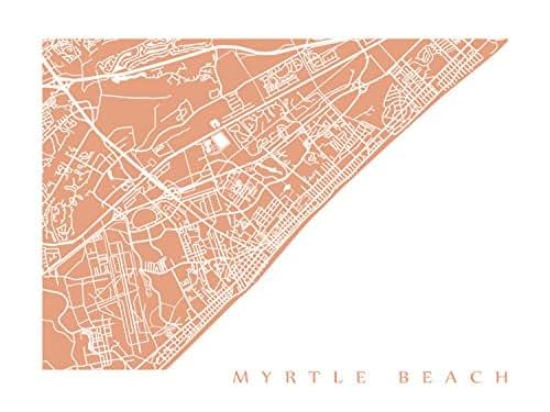 Amazon.com: Myrtle Beach Map Print: Handmade