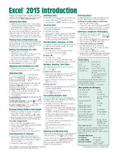 Buy Microsoft Excel 2013 Introduction Quick Reference Guide 