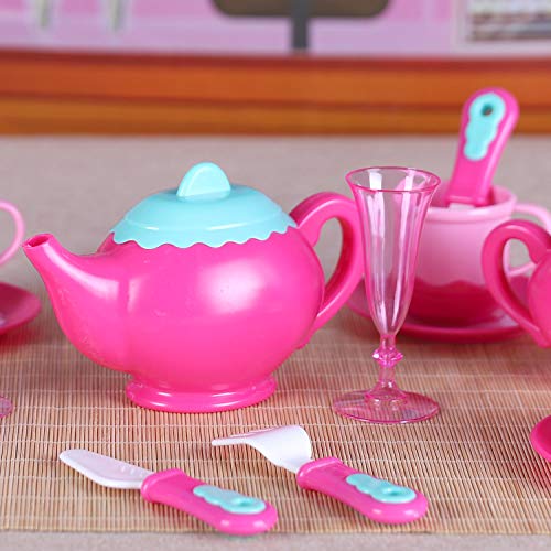 Liberty Imports Deluxe Pink Tea Set for Kids Pretend Play with Tea Pots ...