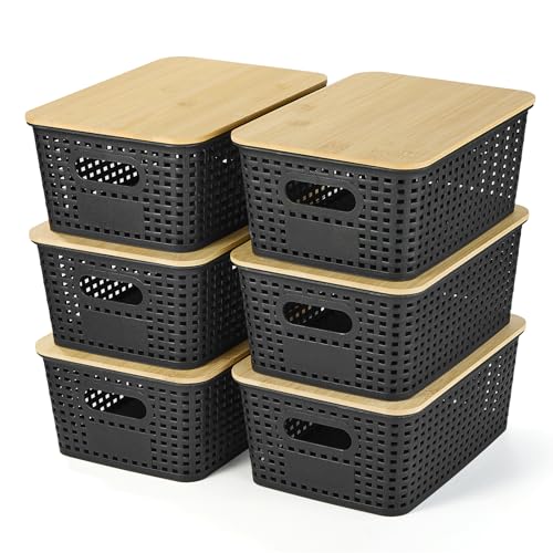 Plastic Storage Baskets With Bamboo Lid - Plastic Storage Containers ...