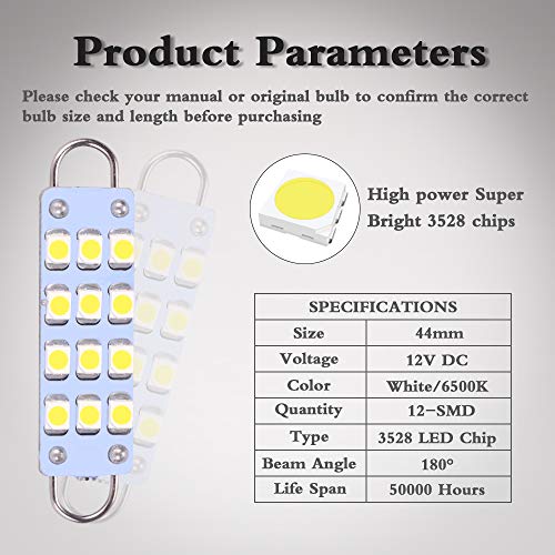 LEDKINGDOMUS 561 Led Bulb, 44mm Bright White Festoon LED Bulb 12 SMD ...