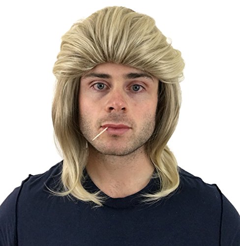 4 Pc. Premium Dirty Blonde Mullet Wig: Redneck Halloween Costume 80s ...