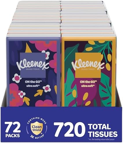 Kleenex On-The-Go Facial Tissues, 72 On-The-Go Packs, 10 Tissues per ...