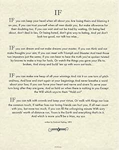 Amazon.com: Motivational Quote IF Poem written by Rudyard Kipling in ...