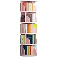 Amazon.com: LITFAD Wood Bookshelf Revolving Bookcase Modern Bookshelves ...