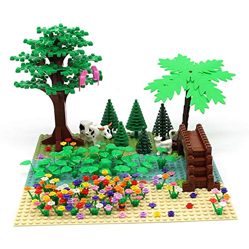 Feleph Natural Garden Building Bricks Set with Classic Baseplate City ...