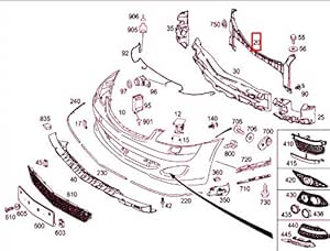 GTV INVESTMENTS MB S W221 AMG Soporte central del parachoques delantero ...