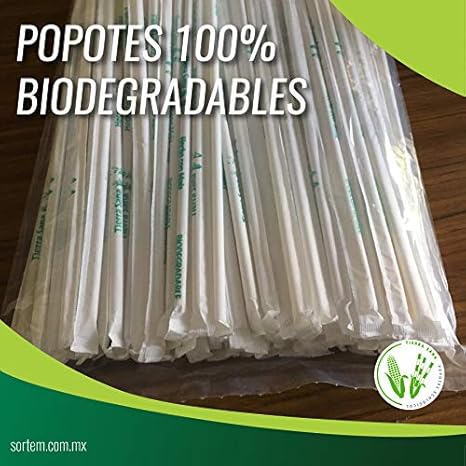 Popotes Biodegradables Tierra Sana, Hechos con Maíz, Biodegradables en ...