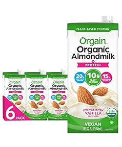 Amazon.com: Orgain Organic Plant Based Protein Almond Milk, Unsweetened ...