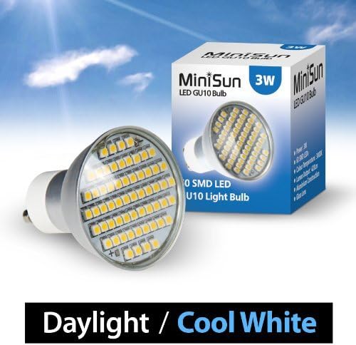 MiniSun Branded 3W Super Bright GU10 LED Bulb with 58 x SMD LEDs - 420 ...