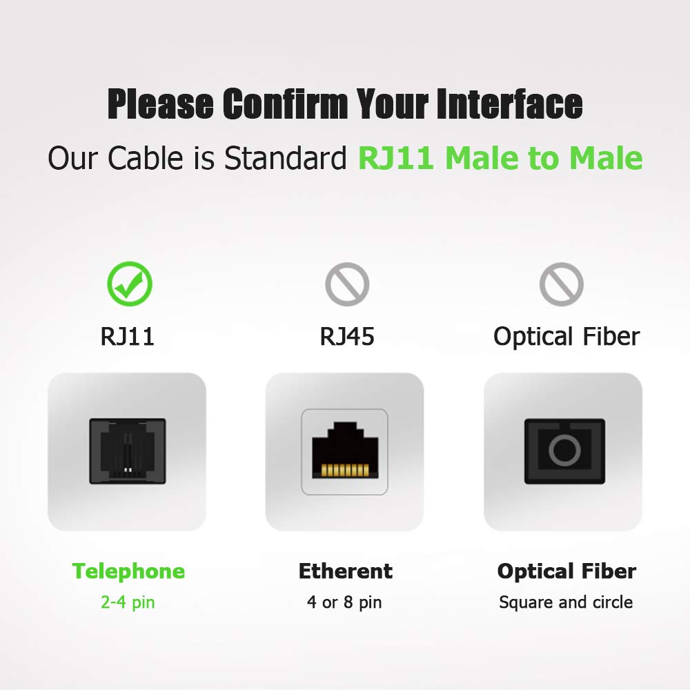 RJ11 Telephone ADSL Cable Cord 3M, Ancable 6P4C Telephone Plug High ...