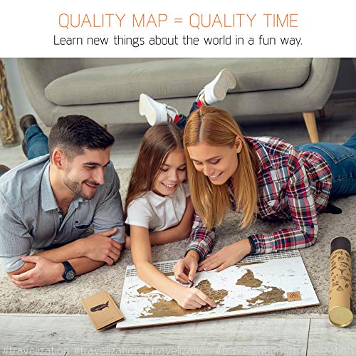 Scratch Off Map Of The World With Flags - 24 X 17 Easy To Frame Scratch ...