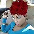 Amazon.com : DOcute Red Pixie Cut Wigs for Black Women Short Hair, Red Short Fluffy Pixie Cut ...