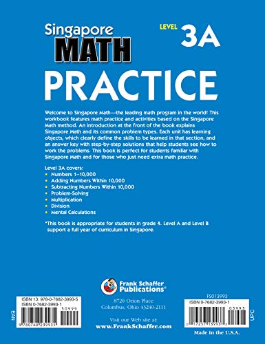 Singapore Math – Level 3A Math Practice Workbook for 4th Grade ...
