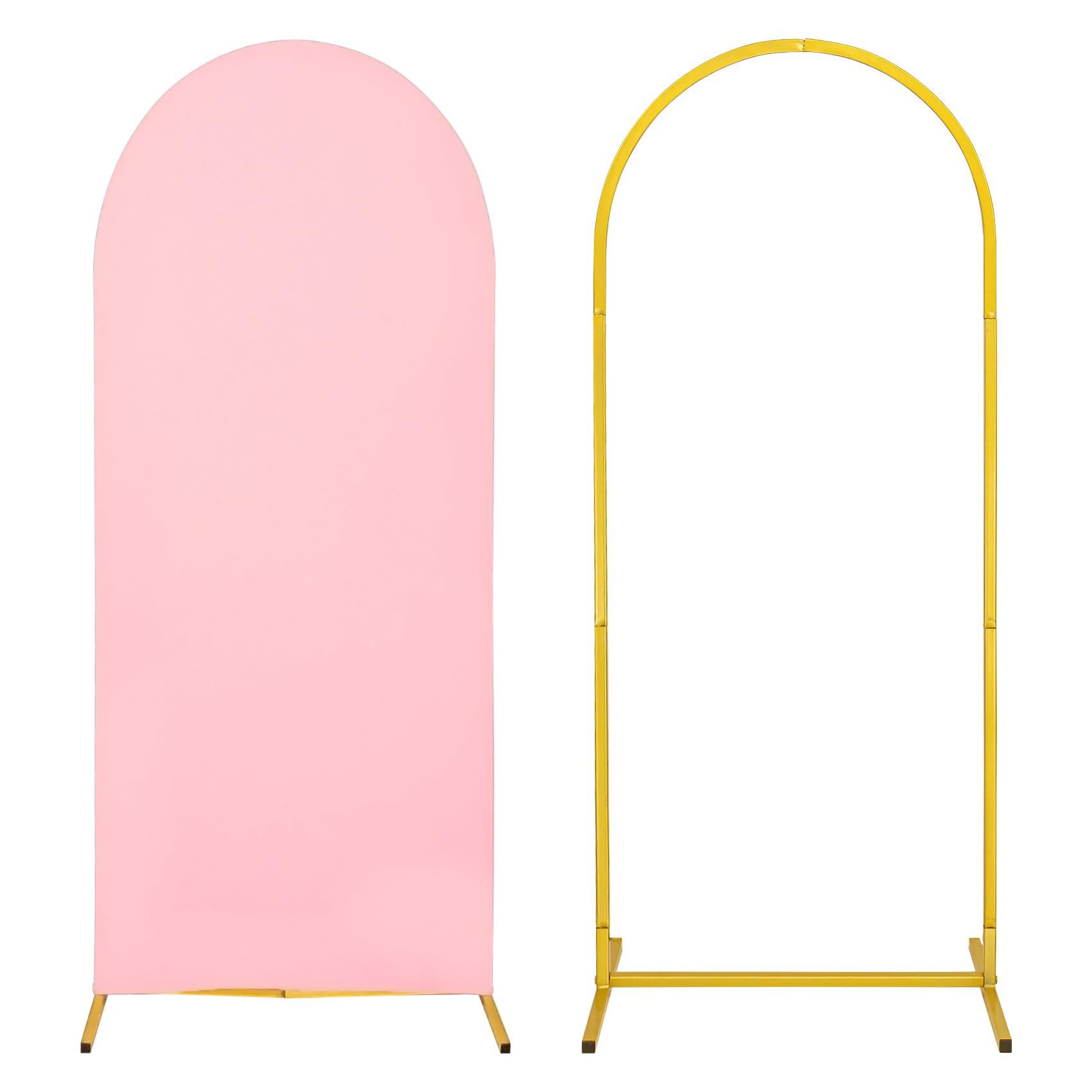 Metal Arch Stand and Cover Set,1 Pink Spandex Fitted Backdrop with 1 ...