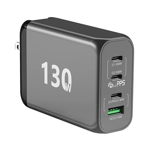 130W USB C GaN Wall Charger 4 Port PD 100W PPS 45W Super Fast Charging ...